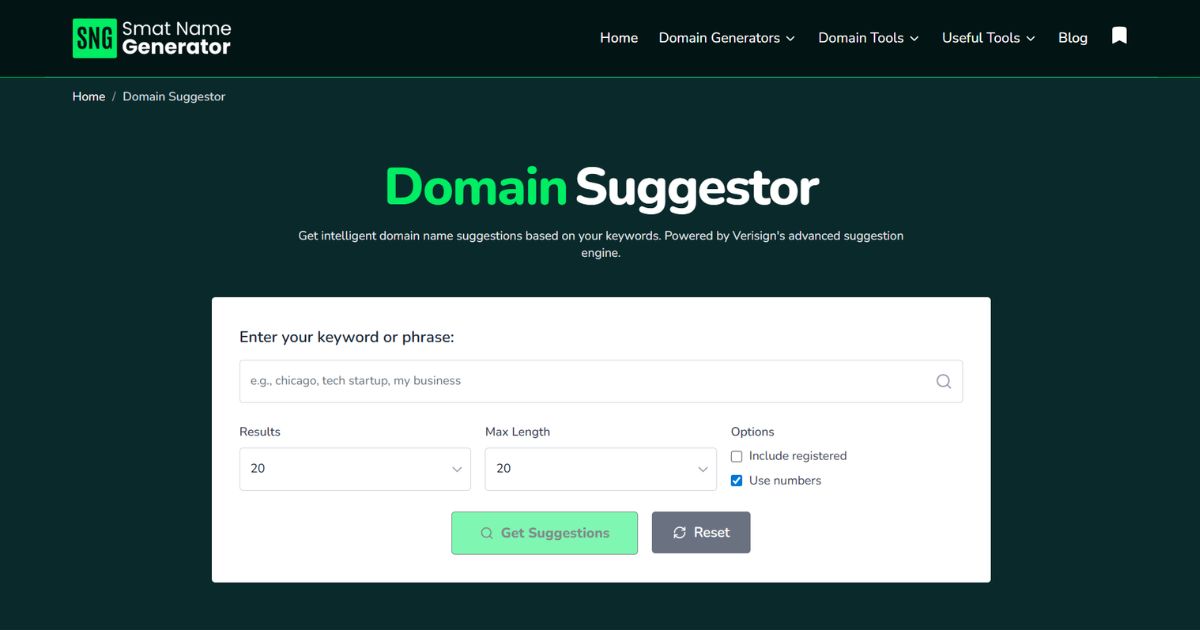 Free Domain Name Suggestor | AI-Powered Domain Suggestions | Smart ...
